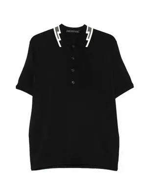 LOW BRAND Contrast Collar T-shirt - Black