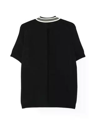 LOW BRAND Contrast Collar T-shirt - Black