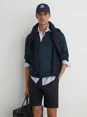 REISS Cantwell Cotton-blend Shorts - Navy