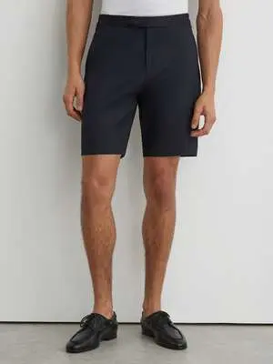 REISS Cantwell Cotton-blend Shorts - Navy