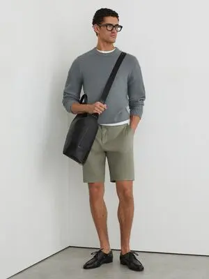 REISS Cantwell Cotton-blend Shorts - Sage