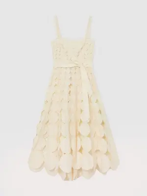 REISS Gigi Petite Cotton Cut-out Belted Midi Dress