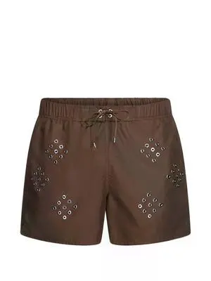 LUDOVIC DE SAINT SERNIN Eyelets Swim Shorts - Brown