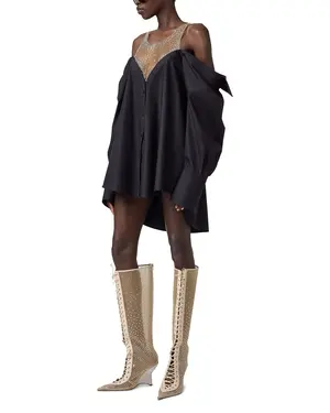 Giuseppe Di Morabito Crystal Embellished Mini Shirt Dress