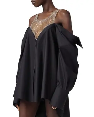 Giuseppe Di Morabito Crystal Embellished Mini Shirt Dress