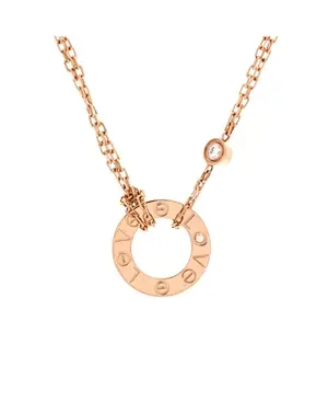 CARTIER Love Pendant Necklace 18k Rose Gold And Diamonds - Pink