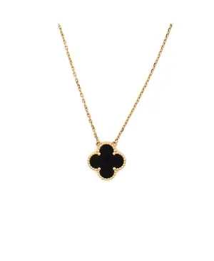 VAN CLEEF & ARPELS Vintage Alhambra Pendant Necklace 18k And Onyx - Gold
