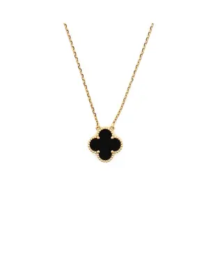 VAN CLEEF & ARPELS Vintage Alhambra Pendant Necklace 18k And Onyx, 16.5 - Gold