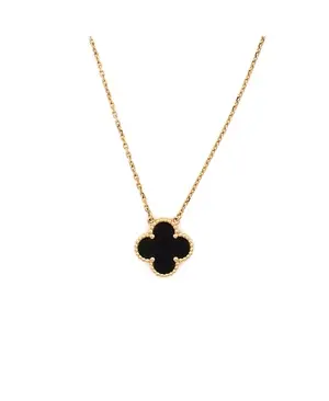 VAN CLEEF & ARPELS Vintage Alhambra Pendant Necklace 18k And Onyx - Gold
