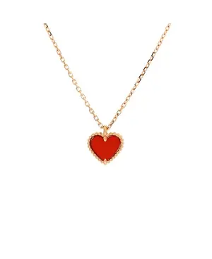 VAN CLEEF & ARPELS Sweet Alhambra Heart Pendant Necklace Rose Gold And Carnelian - Pink