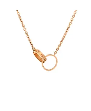 CARTIER Love Interlocking 18k Rose Gold Necklace - Pink