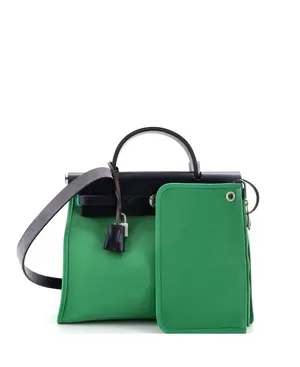 Hermès 31 Herbag Zip - Green/ Blue/ Green