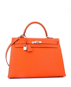 Hermès Kelly 35 Handbag With Palladium Hardware - Feu