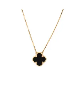 VAN CLEEF & ARPELS Vintage Alhambra Pendant Necklace 18k And Onyx, 16.5 - Gold