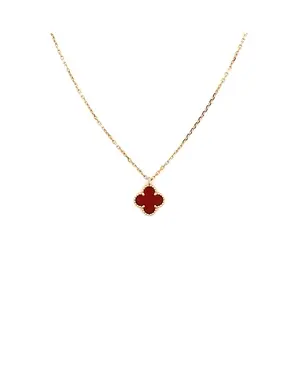 VAN CLEEF & ARPELS Sweet Alhambra Pendant Necklace 18k Rose Gold And Carnelian, 15.75 - Pink