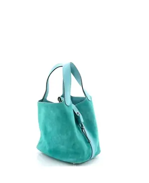 Hermès Pm Picotin Lock Bag Doblis Suede And Swift - Blue