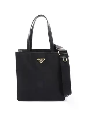 Prada Logo Plaque Tote Bag