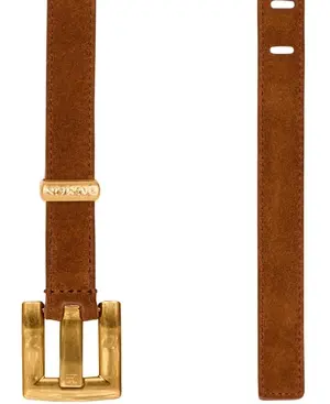 Balmain Anthem Suede Leather Belt - Brown