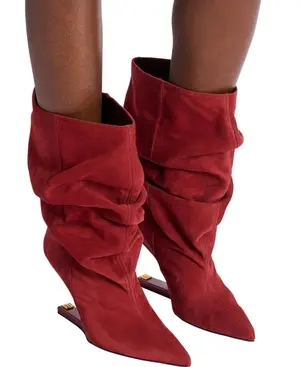 Balmain Suede Ankle Boots - Red