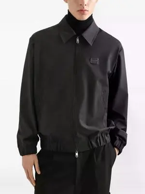 Dolce & Gabbana Woolen Jacket With Logo Tag - Blue