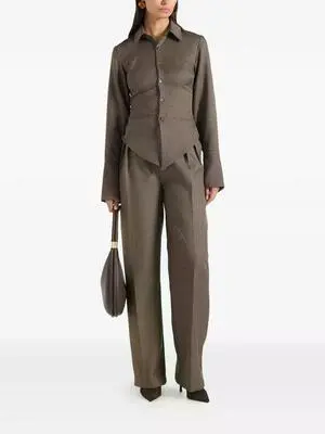 Manière De Voir Houndstooth Twin Pleat Wide Leg Trousers