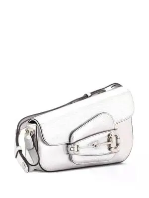 Gucci Horsebit 1955 Asymmetric Leather Shoulder Bag - Metallic