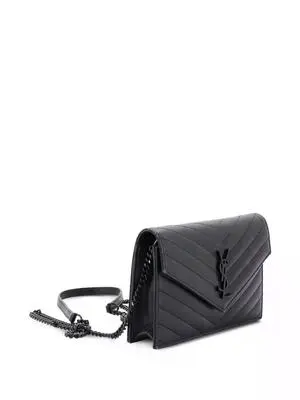 Saint Laurent Monogram Wallet On Chain - Black