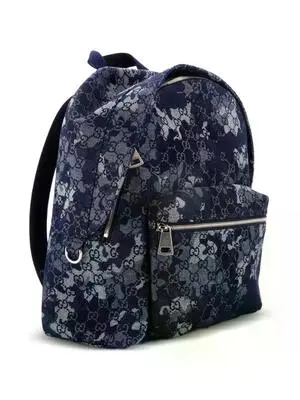 Gucci Zip Front Pocket Camouflage Gg Denim Backpack