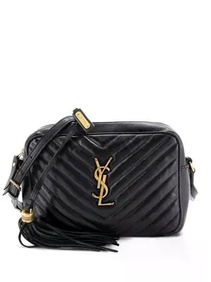 Saint Laurent Lou Camera Matelassé Chevron Leather Crossbody Bag - Black