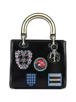 Dior Lady Embellished Leather Satchel - Black