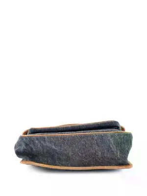 Saint Laurent Niki Chain Flap Bag Matelassé Chevron Denim With Suede - Blue