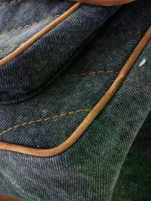 Saint Laurent Niki Chain Flap Bag Matelassé Chevron Denim With Suede - Blue