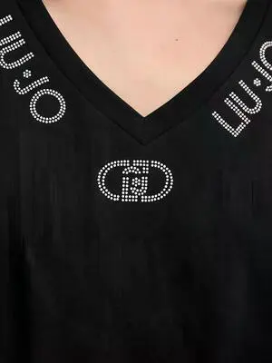 Liu Jo Embellished V-neck T-shirt - Black