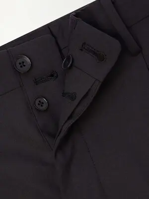 KAPTAIN SUNSHINE Straight-leg Pleated Wool-poplin Trousers - Black