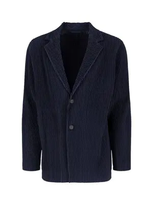 HOMME PLISSE Pleated Blazer - Blue