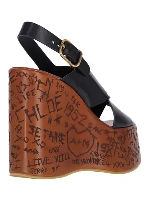 Chloé Maxime Wedge Sandals - Black