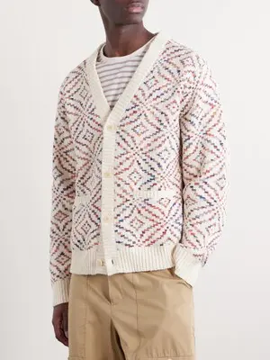 CORRIDOR Mandala Jacquard-knit Pima Cotton Cardigan - Neutrals