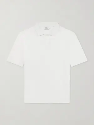 Altea Pierre Honeycomb-knit Cotton-piqué Polo Shirt - Neutrals