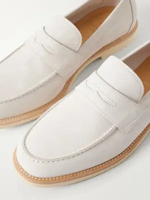 Brunello Cucinelli Suede Penny Loafers - Gray