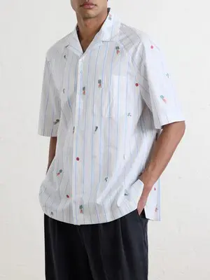 Jacquemus La Chemise Romarin Embroidered Striped Cotton-poplin Shirt - Blue