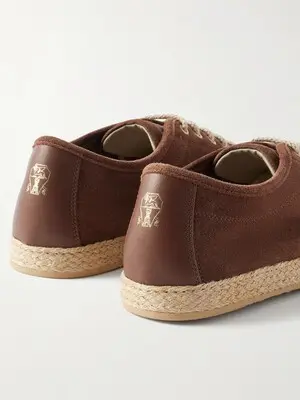 Brunello Cucinelli Suede Espadrille Sneakers - Brown