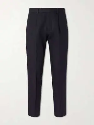 Zegna Straight-leg Pleated Cotton And Linen-blend Trousers