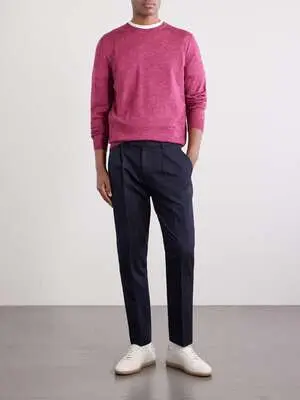 Zegna Straight-leg Pleated Cotton And Linen-blend Trousers