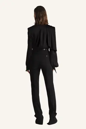 Aiste Hong High-waisted Ankle Cuff Pants - Black