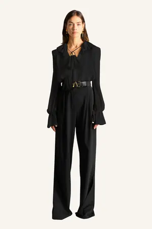 Aiste Hong Ruffle Tie-neck Blouse - Black