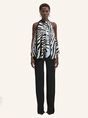 Aiste Hong Leather Collar Halter - Black Stripes