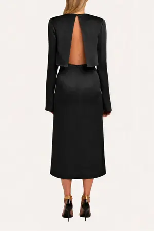 Aiste Hong Open Back Midi Dress - Black