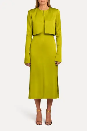 Aiste Hong Open Back Midi Dress - Chartreuse