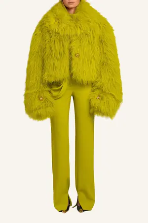 Aiste Hong Oversized Faux-fur Jacket - Chartreuse
