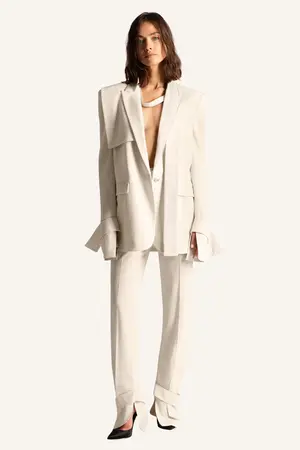 Aiste Hong Ankle Cuff Virgin Wool Pants - Cream